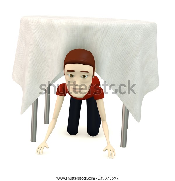 3d Render Cartoon Character Table Tablecloth Stock Illustration ...