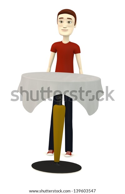 3d Render Cartoon Character Table Stock Illustration 139603547 ...