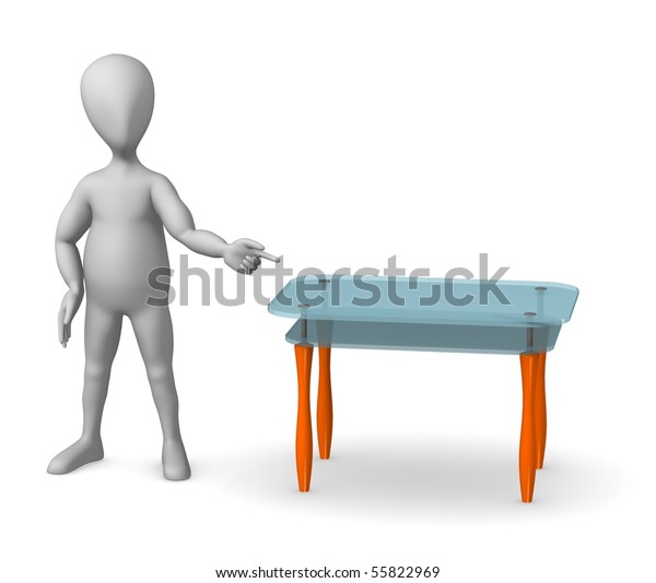 3d Render Cartoon Character Table Stock Illustration 55822969 ...