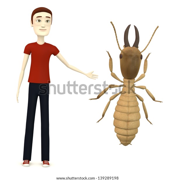 3d Render Cartoon Character Termite Warrior Stock Illustration ...