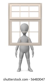 3d Render Cartoon Character Window Stock Illustration 56483047 ...
