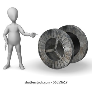 3d Render Cartoon Character Wire Spool Stock Illustration 56553619 ...