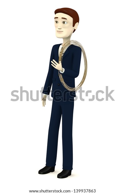3d Render Cartoon Character Wire Stock Illustration 139937863 ...