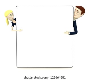 3d Render Cartoon Characters Empty Board Stock Illustration 128664881 ...