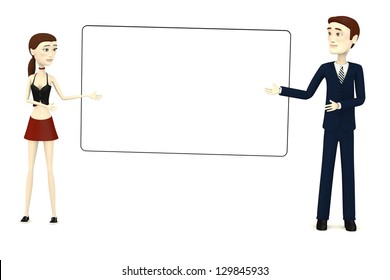 3d Render Cartoon Characters Empty Board: ภาพประกอบสต็อก 138811634 ...