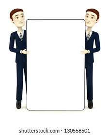 3d Render Cartoon Characters Empty Board Stock Illustration 130556501 ...