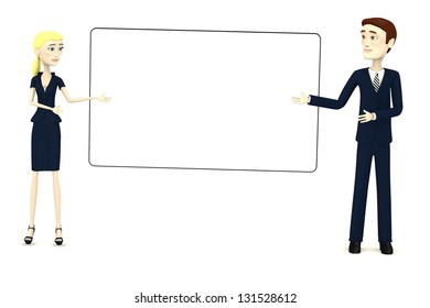 3d Render Cartoon Characters Empty Board: ภาพประกอบสต็อก 138811634 ...