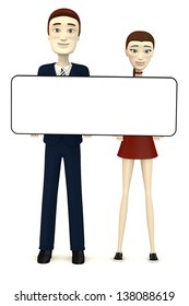 3d Render Cartoon Characters Empty Board Stock Illustration 138088619 ...