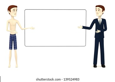 3d Render Cartoon Characters Empty Board: ภาพประกอบสต็อก 138811634 ...