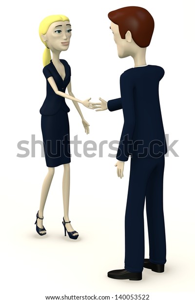 3d Render Cartoon Characters Shaking Hands Stock Illustration 140053522 ...