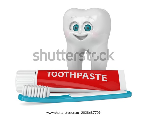 3d Render Cartoon Mr Tooth Toothbrush Stock Illustration 2038687709 ...