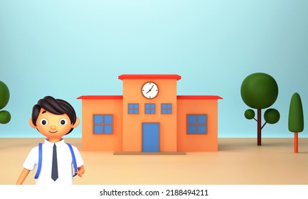 3d Render Character School Boy Standing Stock Illustration 2188494211 ...