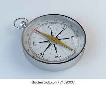 3d Render Chrome Compass On Blue Stock Illustration 74520037 | Shutterstock