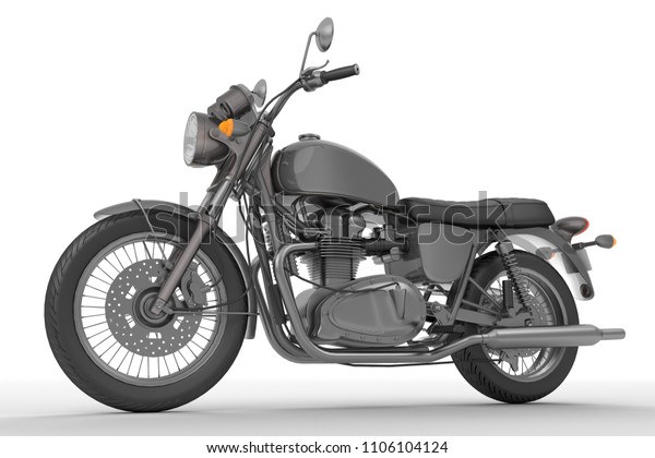3d Render Classic Black Motorcycle Isolated Stock Illustration ...