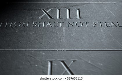 3d Render Closeup Ten Commandments Etched Stock Illustration 529658113 ...