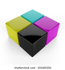 3d Render Cmyk Cubes On White Stock Illustration 101469250 | Shutterstock