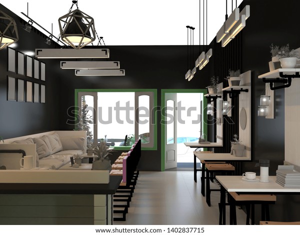 3d Render Coffee Shop Stock Illustration 1402837715 | Shutterstock