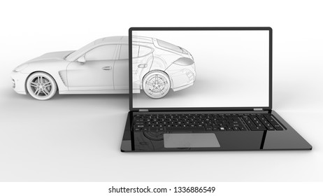 3d Render Computer Aided Design Car Stock Illustration 1336886540 ...