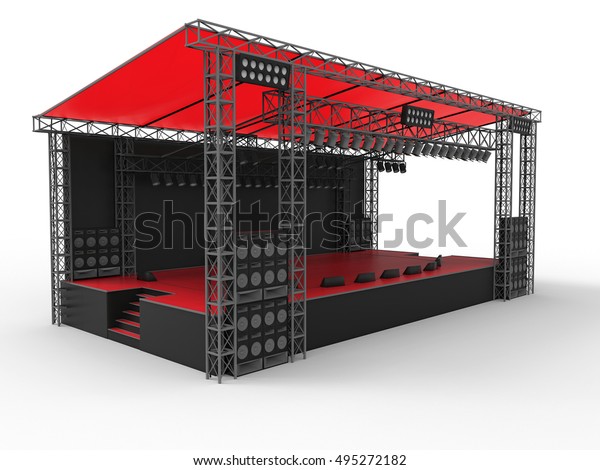 3d Render Concert Stage Perspective View Stock Illustration 495272182