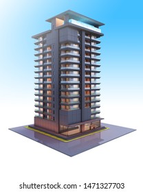 3d Render Condominium Building On Sky Stock Illustration 1471327703