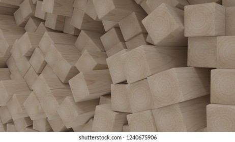 3d Render Construction Timber Beams Planks Stock Illustration 1240675906