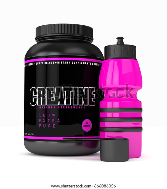 3d Render Creatine Water Bottle Isolated Stock Illustration 666086056