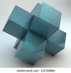 3d Render Cross Made Cubes Stock Illustration 112760884