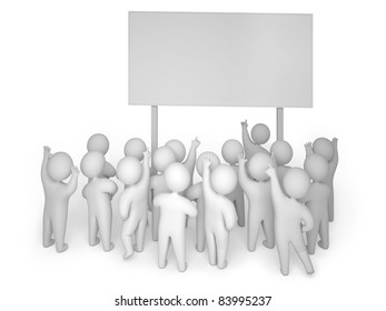 3d Man Group Protesting People On: ilustrações stock 287286983 ...