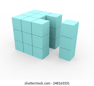 3d Render Cube Construction Blue Blocks: ilustración de stock 247595212 ...