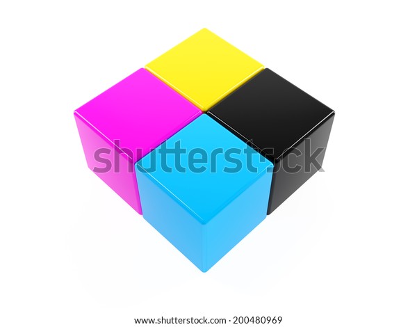 3d Render Cubes Printing Colours Cmyk Stock Illustration 200480969 ...