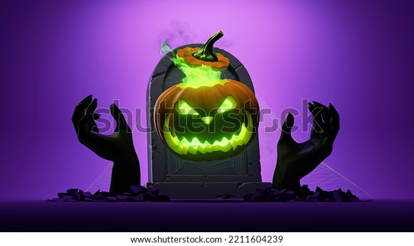 3d Render Cursed Tomb Magical Pumpkin Stock Illustration 2211604239 ...
