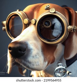 3d Render Cute Beagle Steampunk Style Stock Illustration 2199564955 ...