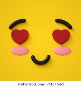 3d Render Cute Face Adorable Smile Stock Illustration 761377663 ...