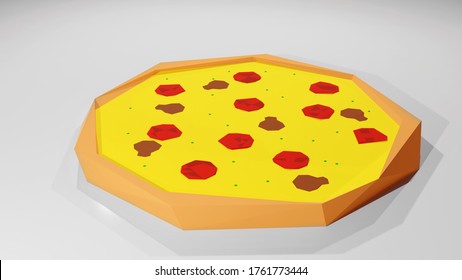 3d Render Cute Low Poly Pizza: ภาพประกอบสต็อก 1761773444 | Shutterstock