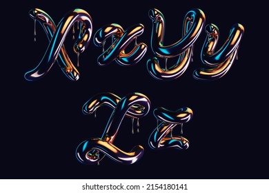 3d Render Dark Font Dripping Glossy Stock Illustration 2154180141 ...