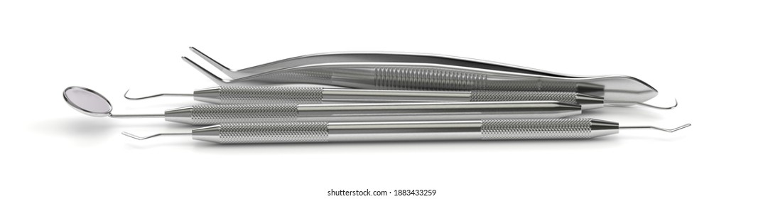 3d Render Dental Diagnostic Instruments Over Stock Illustration ...