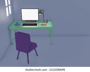 3d Render Desk Space Working Home Stock Illustration 2121030698 ...