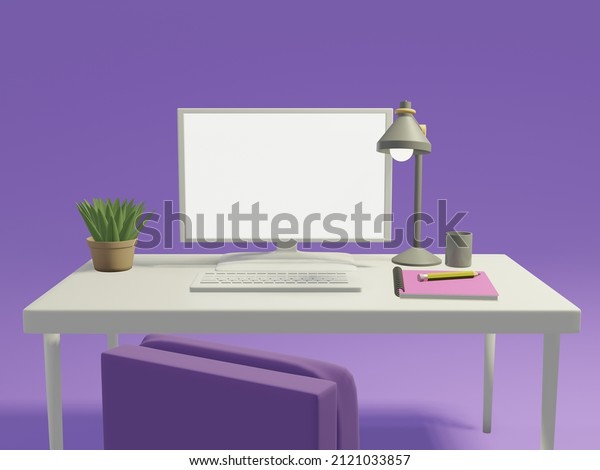 3d Render Desk Space Working Home Stock Illustration 2121033857 ...