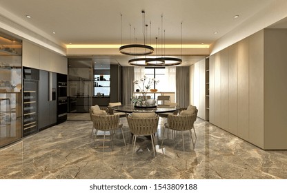 3d Render Dining Room Interior Stock Illustration 1543809188 | Shutterstock
