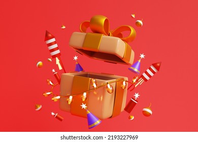 3d Render Diwali Firecracker Open Gift Stock Illustration 2193227969 ...