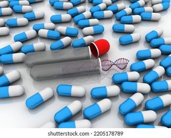 3d Render Dna Structure Capsule Stock Illustration 2205178789 ...