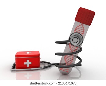 3d Render Dna Structure Stethoscope Near Stock Illustration 2183671073 ...