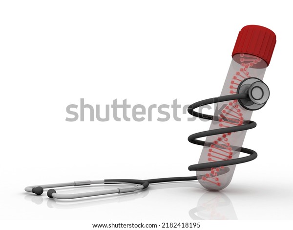 3d Render Dna Structure Stethoscope Stock Illustration 2182418195 ...