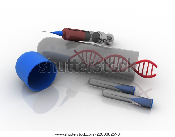 3d Render Dna Structure Syringe Stock Illustration 2200882593 ...