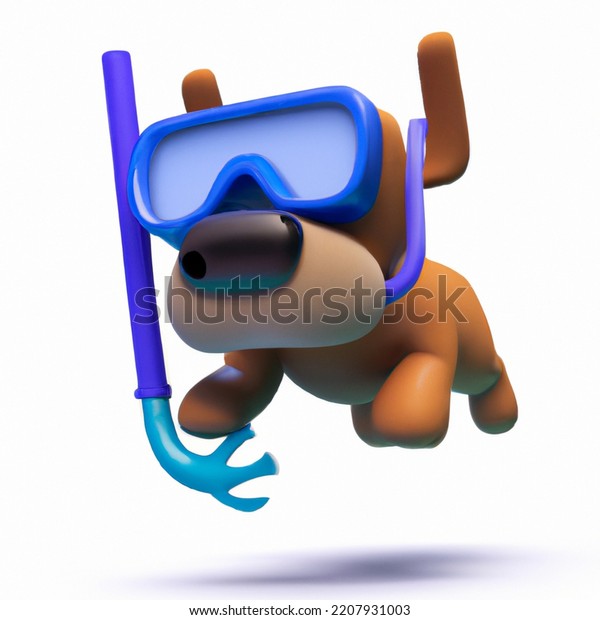 3d Render Dog Scuba Diving Illustration Stock Illustration 2207931003 ...