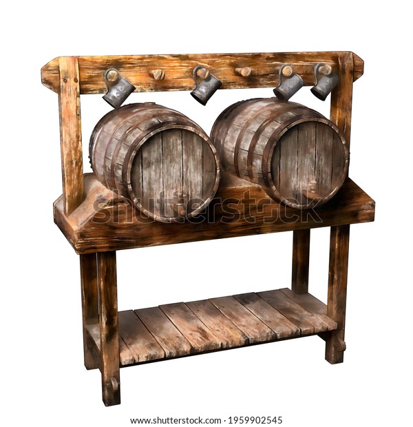 3d Render Double Barrel Stand Cups Stock Illustration 1959902545 ...