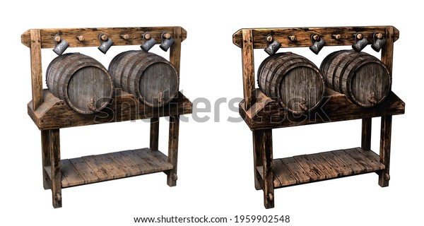 3d Render Double Barrel Stand Cups Stock Illustration 1959902548 ...