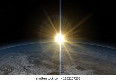 3d Render Earth Viewed Space Horizontal Stock Illustration 1162207258 ...