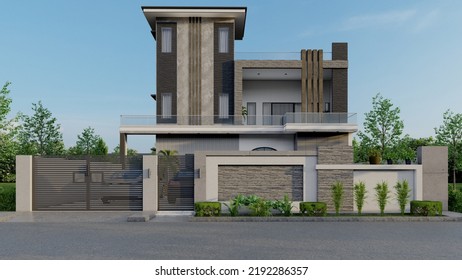 3d Render Elevation Modern House Design Stock Illustration 2192286357 | Shutterstock