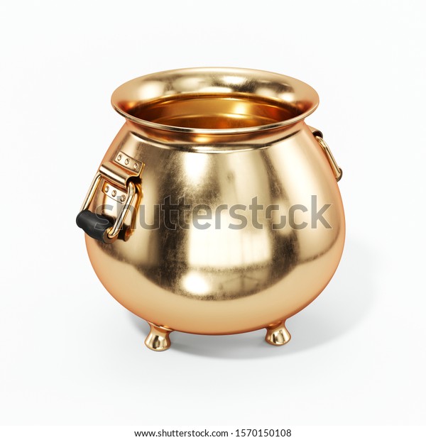 3d Render Empty Golden Pot Isolated Stock Illustration 1570150108 ...